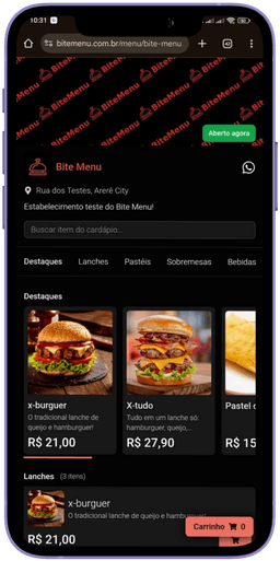 Criar cardápio digital grátis | Bite Menu